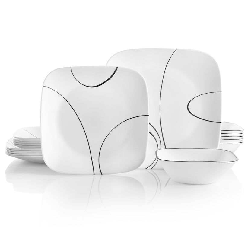 Corelle® Square Simple Lines 18 Piece Dinner Set – Global Kitchen ...
