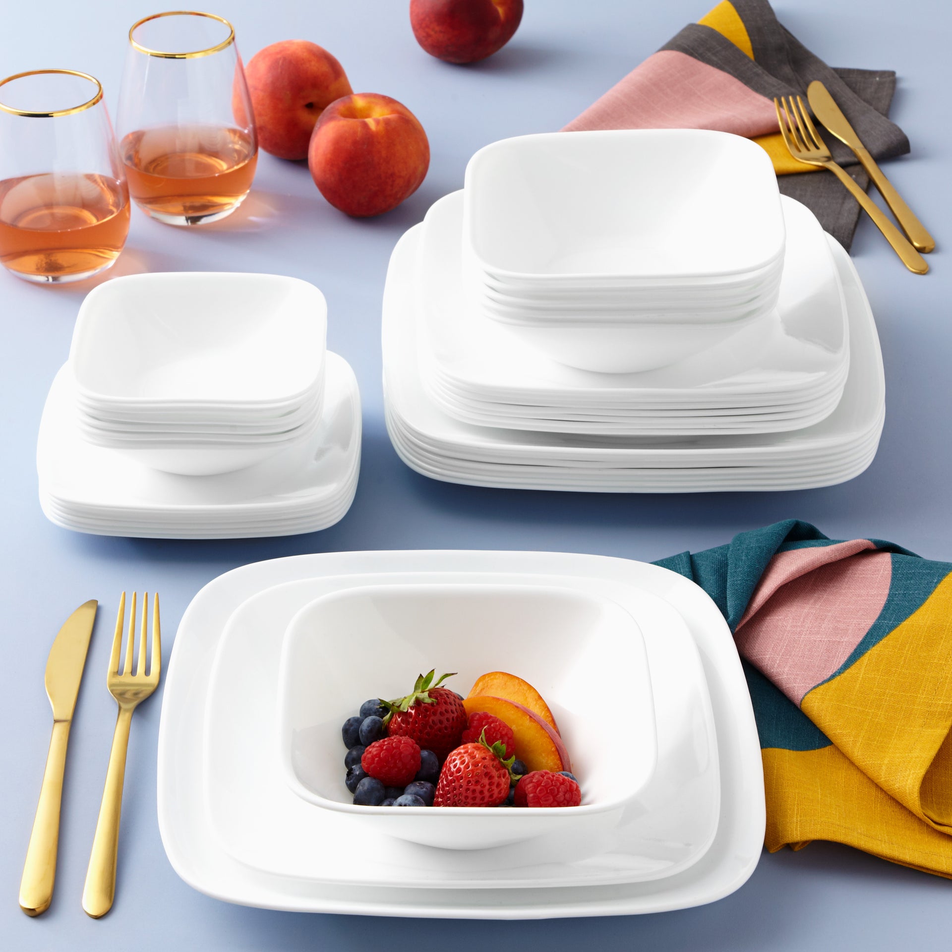 Corelle® Square Pure White 18 Piece Dinner Set – Global Kitchen Brands ...