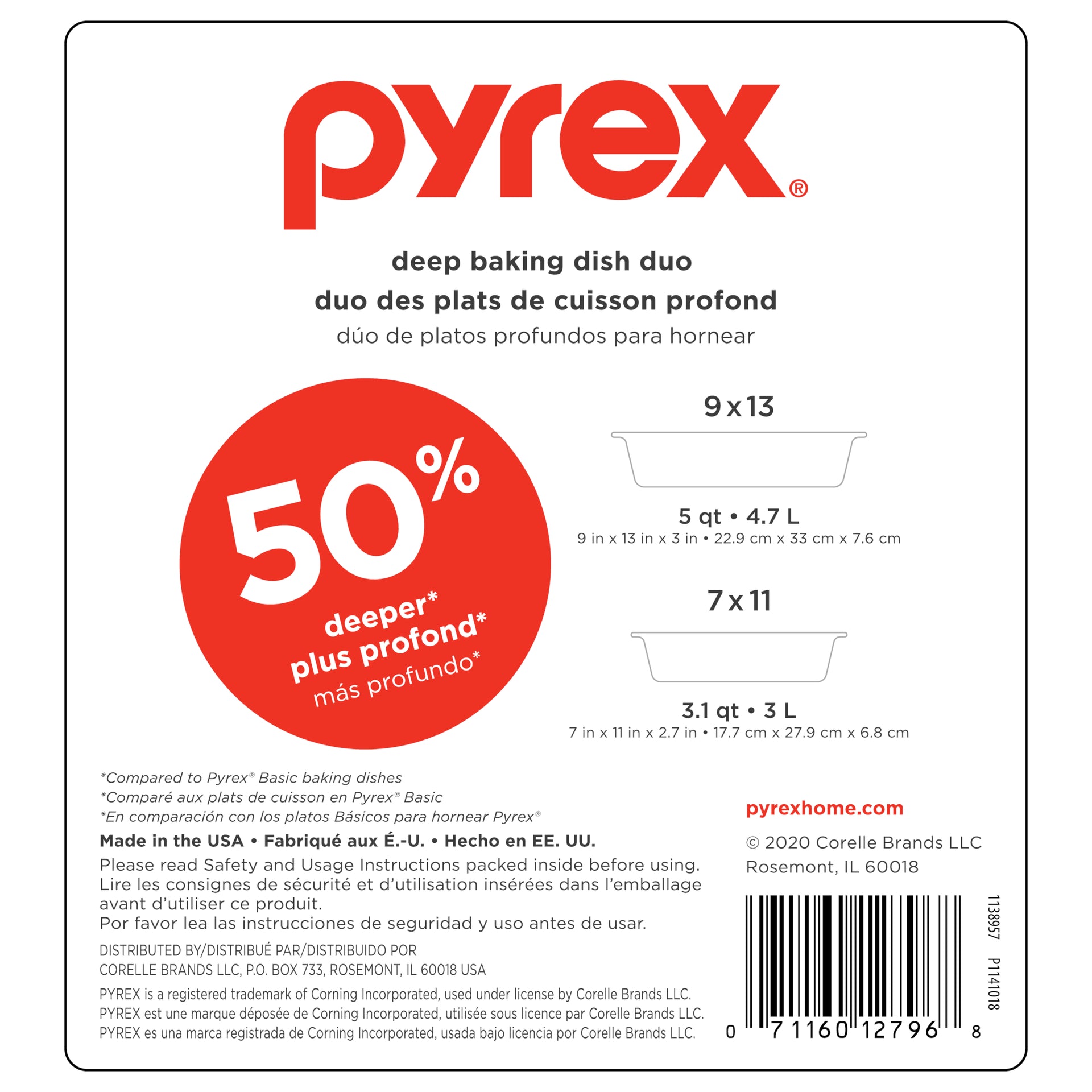 Pyrex® Deep Dish 2 Piece Set (3L & 4.7L) – Global Kitchen Brands ...