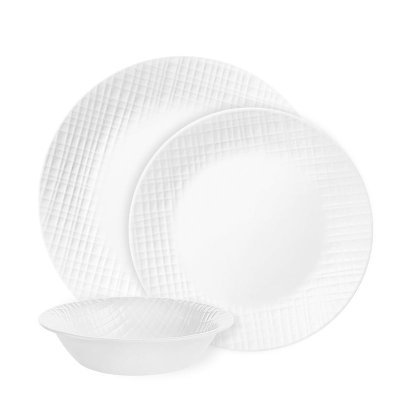 Corelle® Linen Weave 12 Piece Dinner Set – Global Kitchen Brands ...