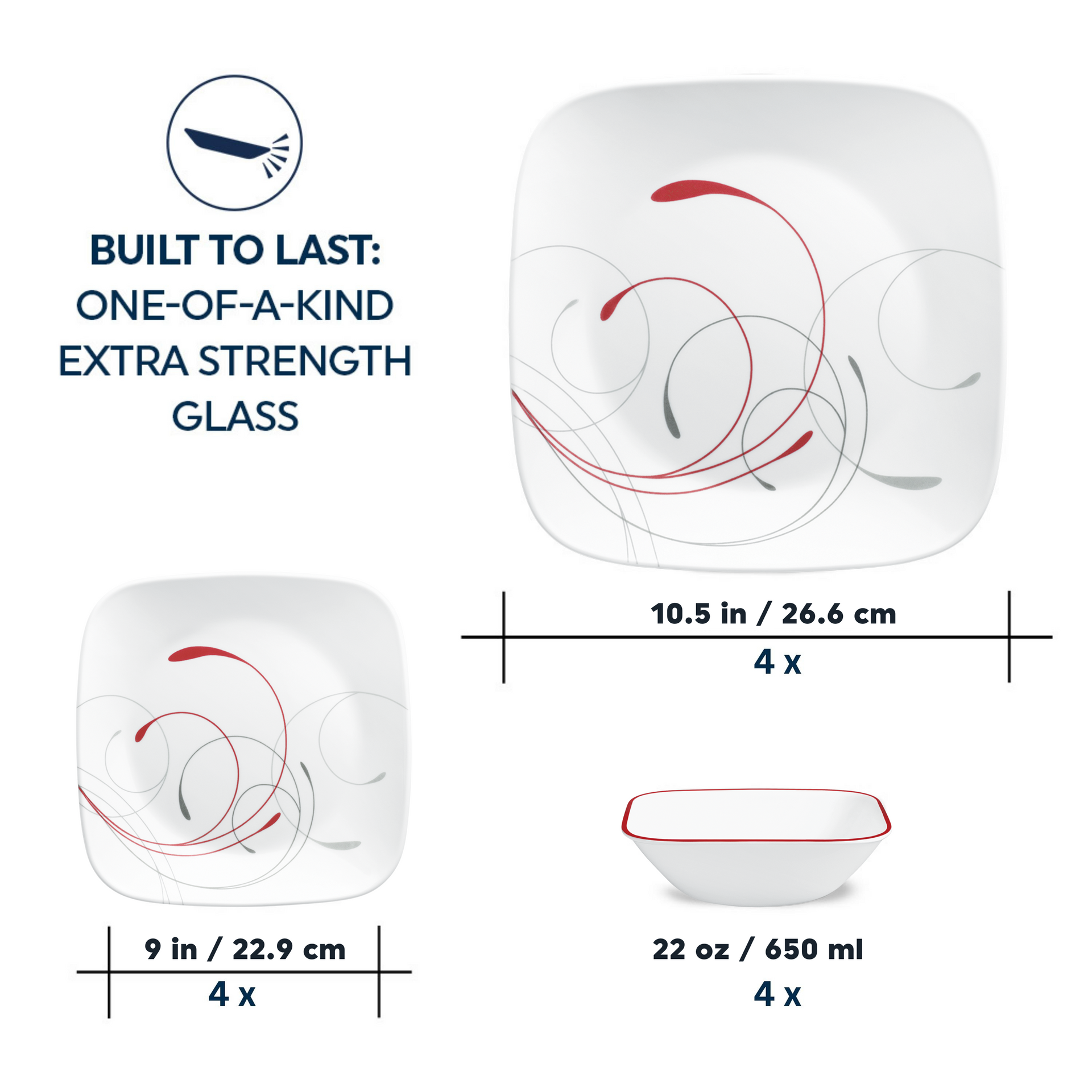 Corelle® Square Splendor 12 Piece Dinner Set – Global Kitchen Brands ...