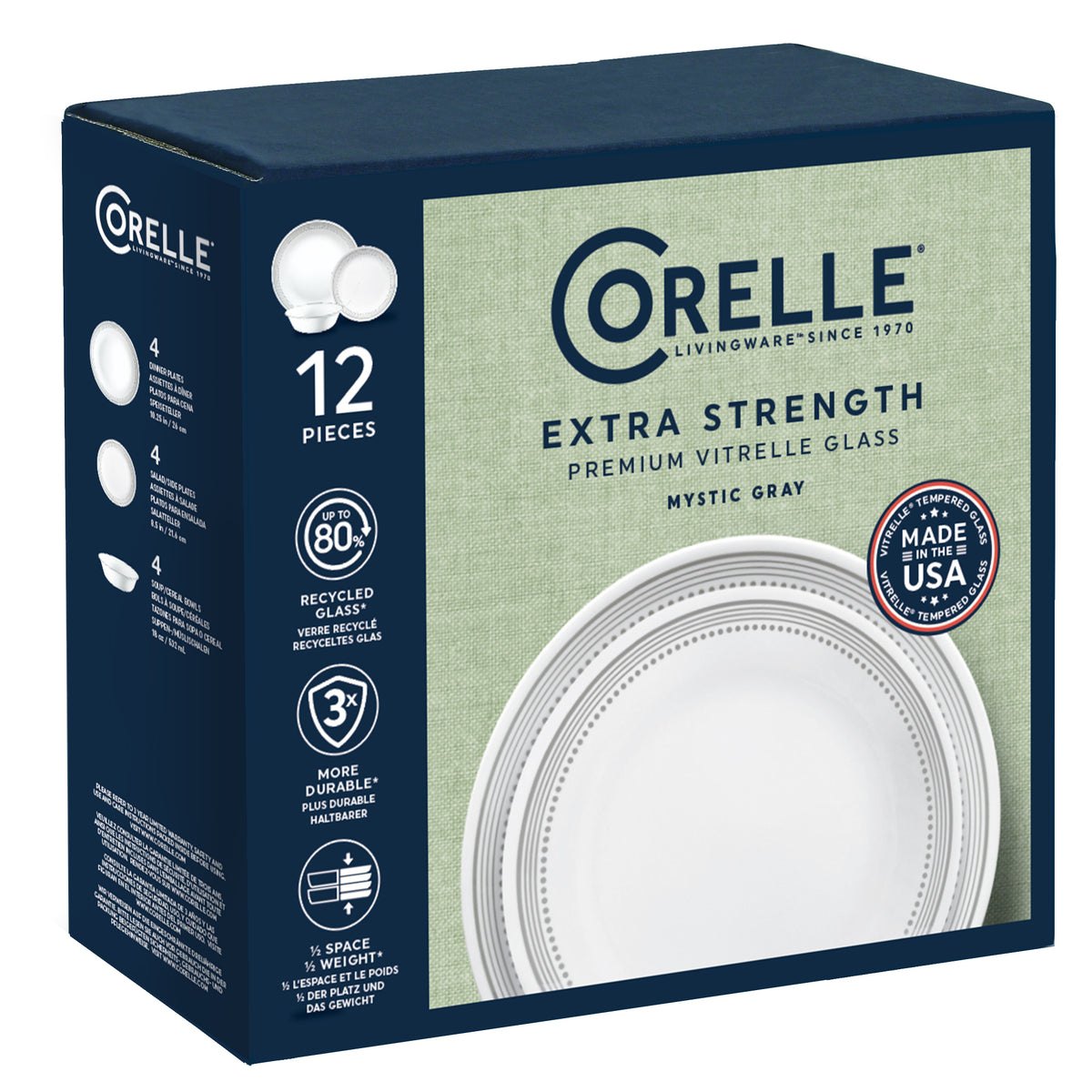 Corelle® Mystic Gray 12 Piece Dinner Set – Global Kitchen Brands ...